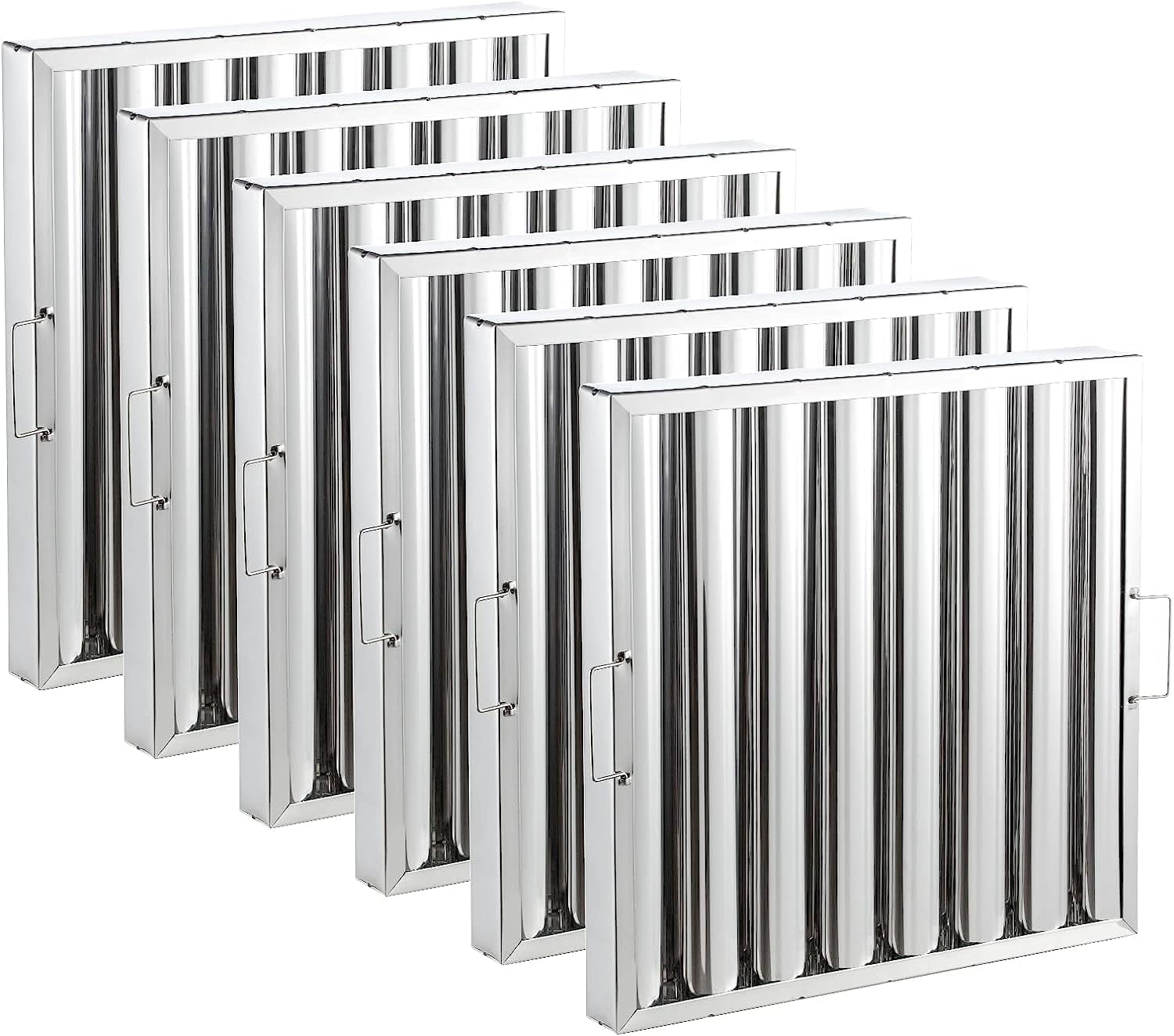 TECSPACE 6Pcs 430 Stainless Steel Hood Filter, 20"x20"x1.9" Range Hood ...