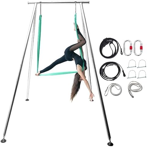 TECSPACE 9.6 FT/115.3 Inch Adjustable Height Aerial Yoga Frame & Yoga ...