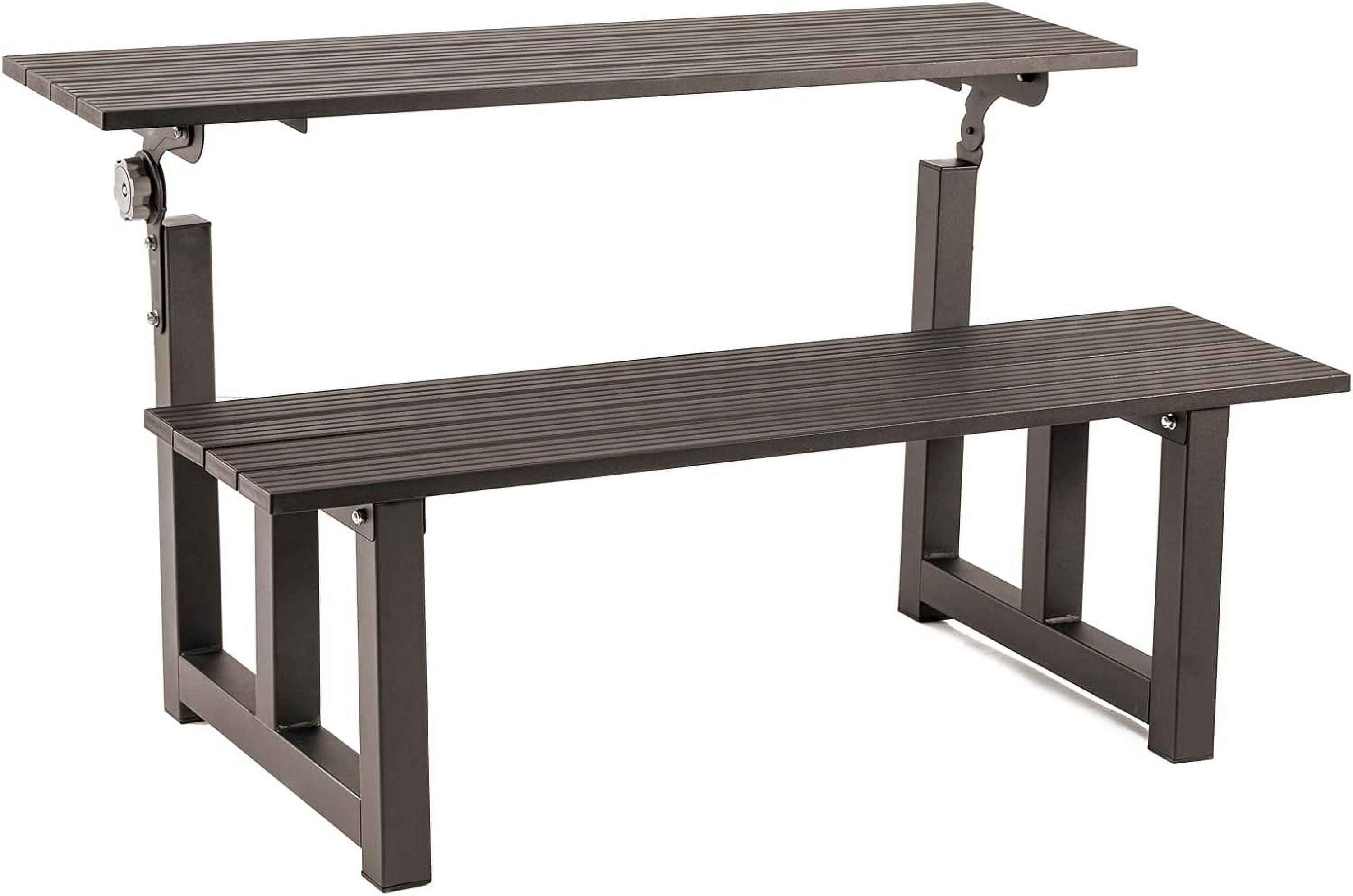 TECSPACE Aluminum Outdoor Convertible Bench, Brown, 400 LBS Load ...
