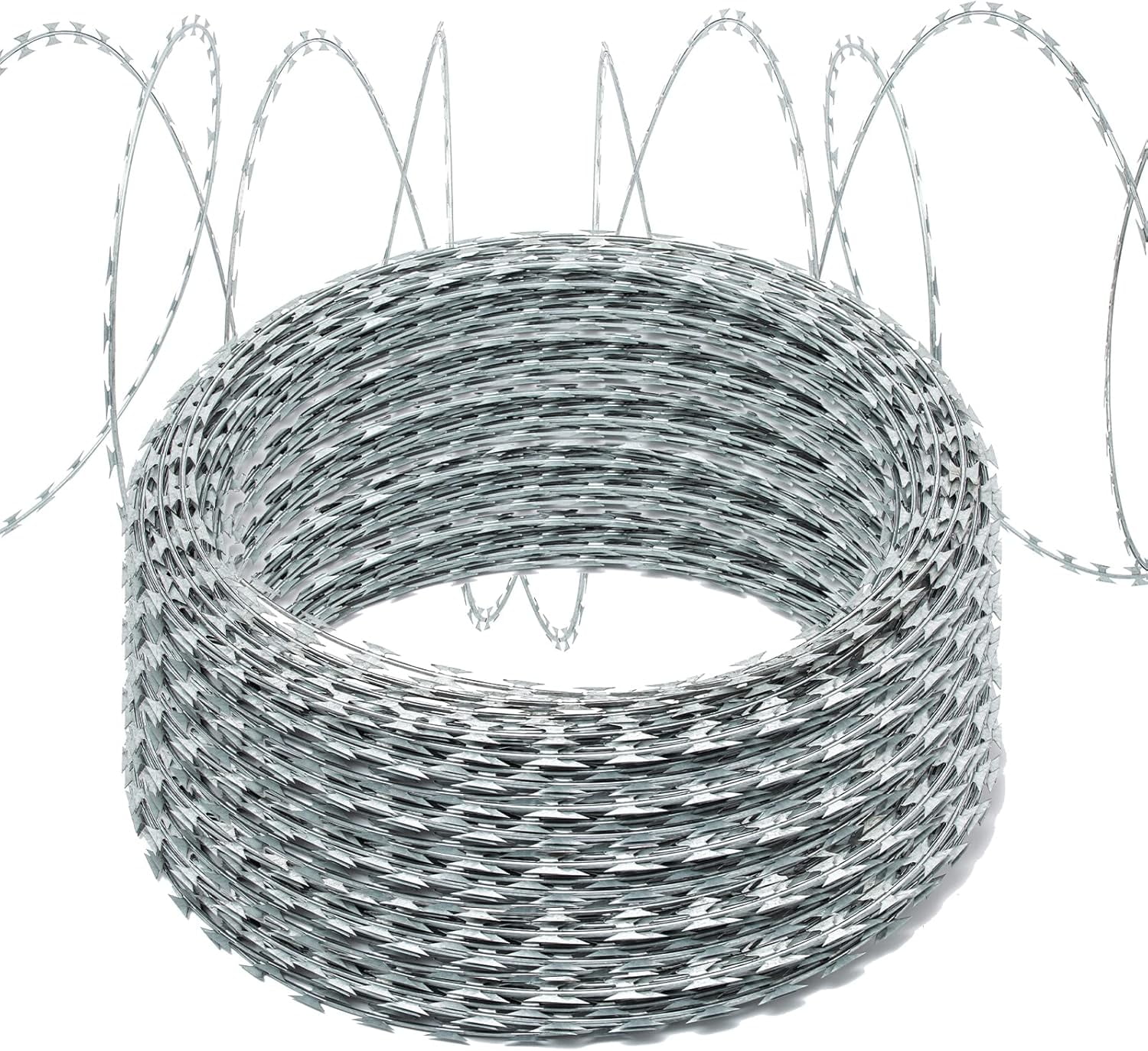 TECSPACE Razor Wire 250FT Galvanized Barbed Wire Razor Wire Fence ...