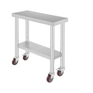 ModFusion 3-Tier Stainless Steel Work Table 36"x24" with Wheels, Hooks ...