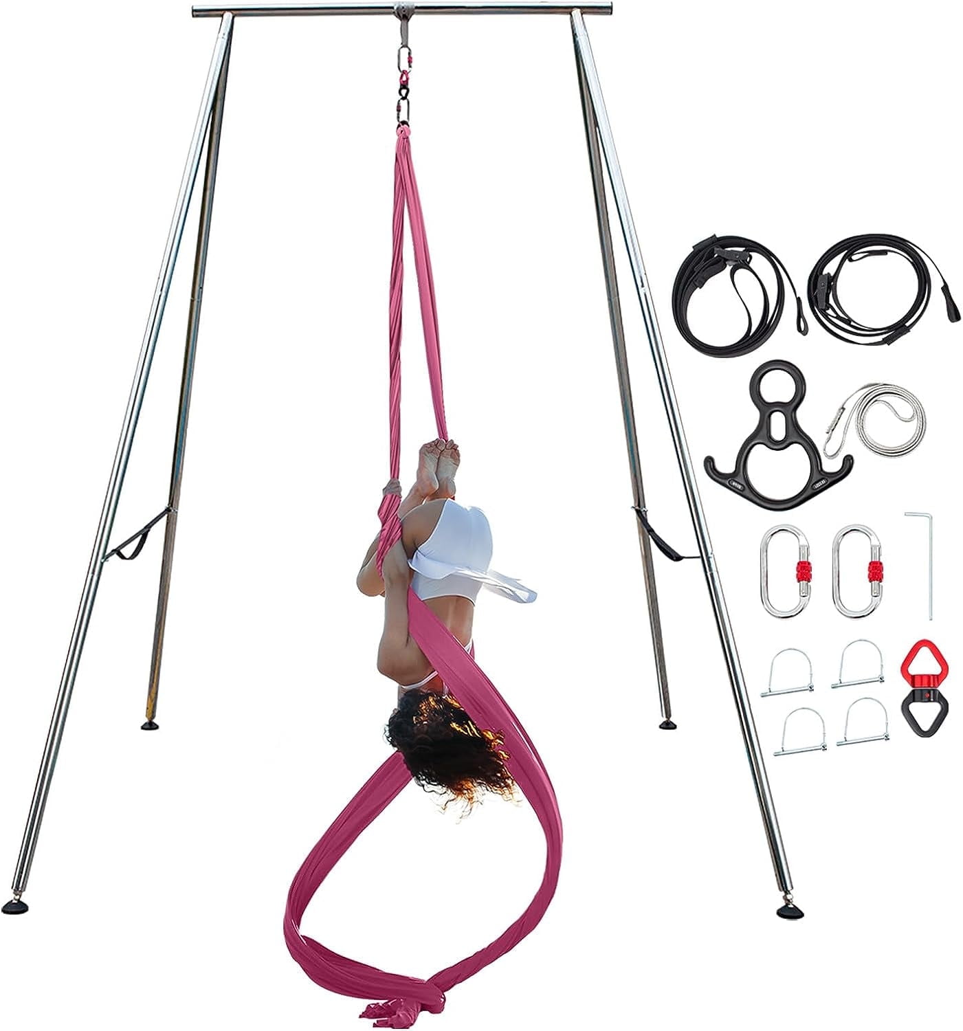 Tecspace Yoga Stand, 9.6 ft Inversion Swing, 551lbs Aerial Frame with ...