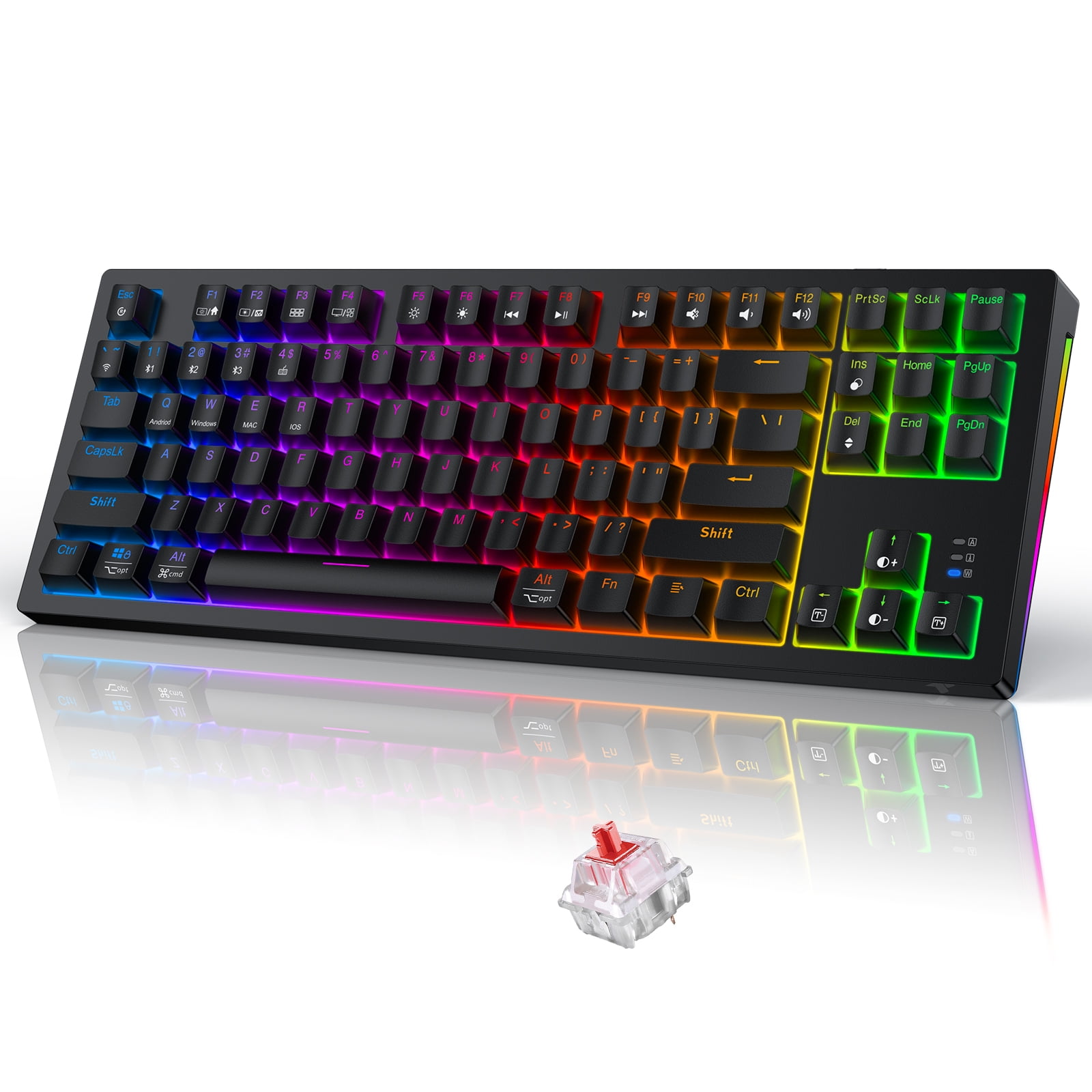 TECURS Wireless Gaming Keyboard, 75% Wired//2.4Ghz/Bluetooth Mechanical ... TECURS Wireless Gaming Keyboard, 75% Wired//2.4Ghz/Bluetooth Mechanical ...