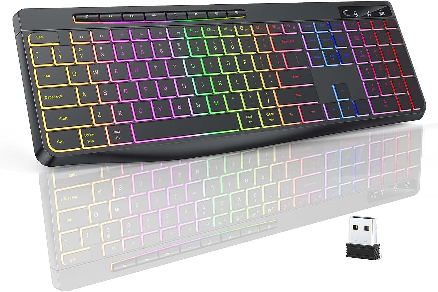 TECURS Wireless Keyboard Gaming- Light Up Keyboard Silent Ultra Slim ...
