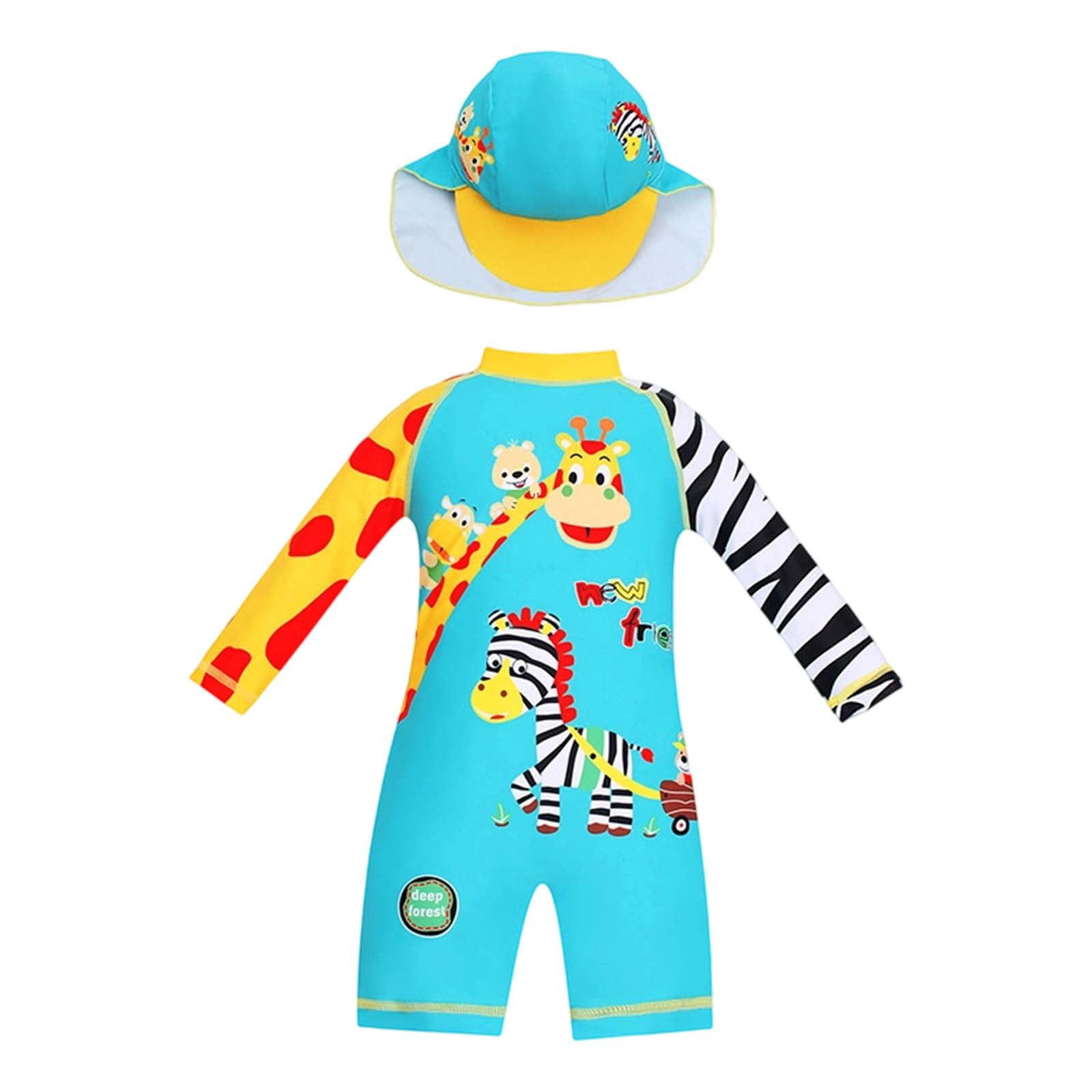 TEDOYE Boys Swimwear With Hat Summer Beach Outfits For Toddler Kids 1-6 ...