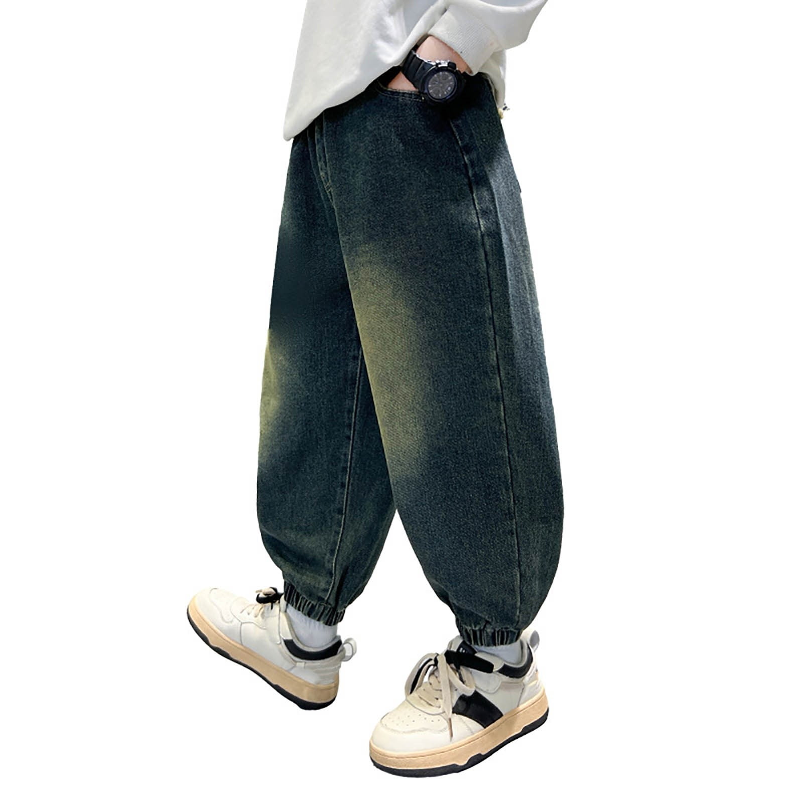 TEDOYE Toddler Boys Cargo Pants Fully Elastic Waist Trousers Slacks For ...