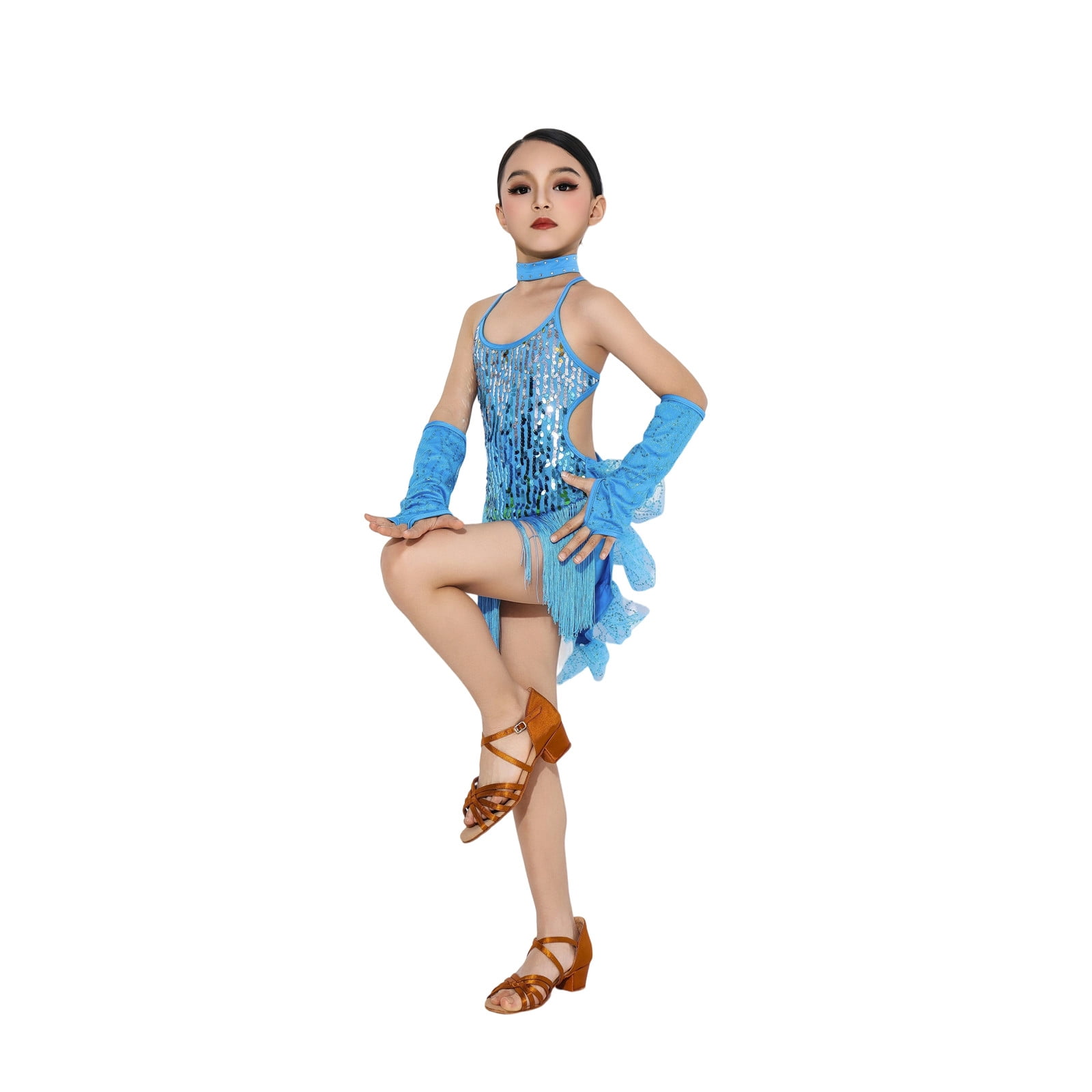TEDOYE Toddler Girls Dance Dress Sparkling Fringe Sleeveless ...
