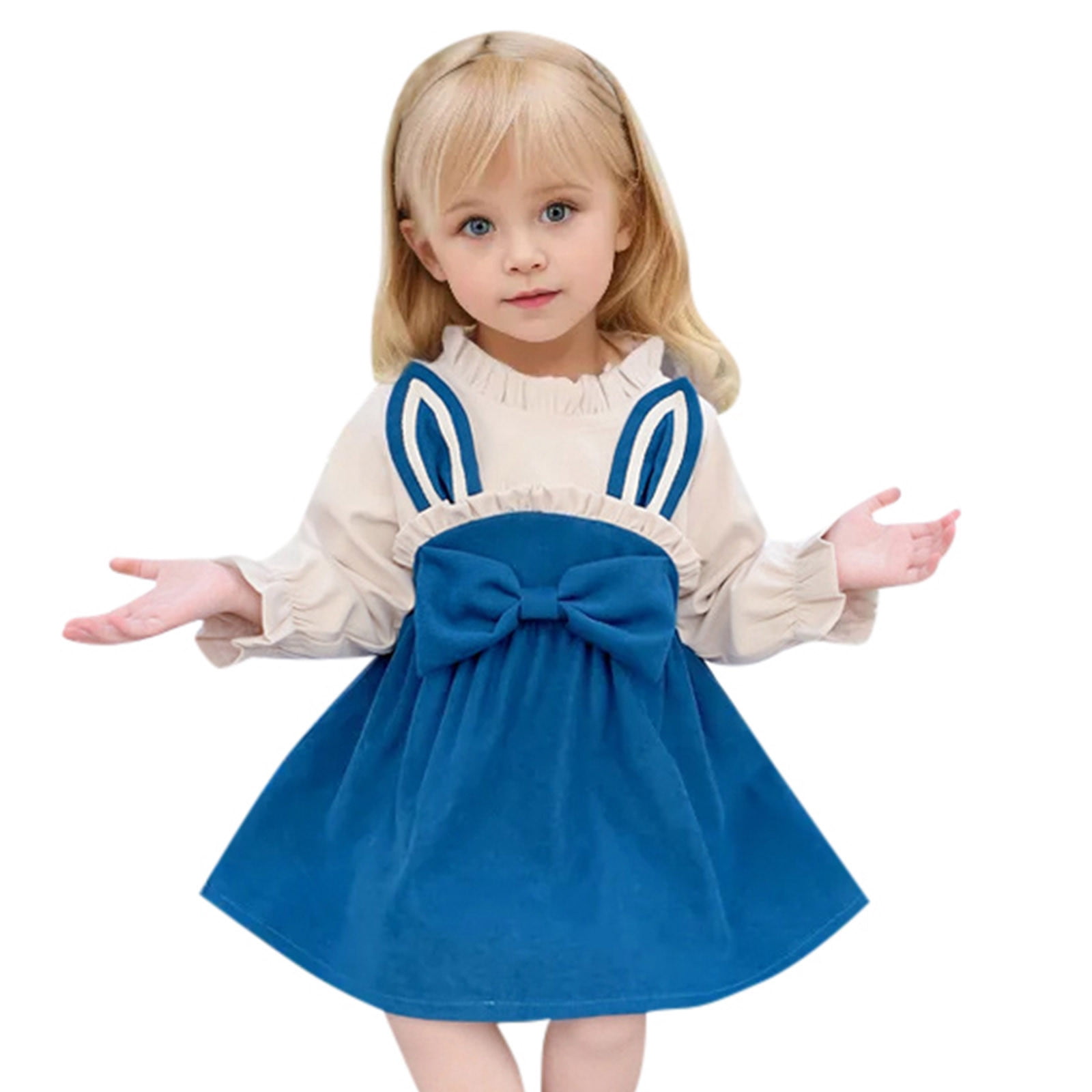 TEDOYE Toddler Girls Long Sleeve Princess Flower Dress Rabbit Ears ...