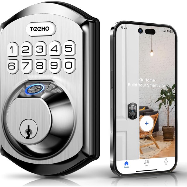 TEEHO Fingerprint Keyless Entry Keypad Smart Deadbolt Door Lock for ...