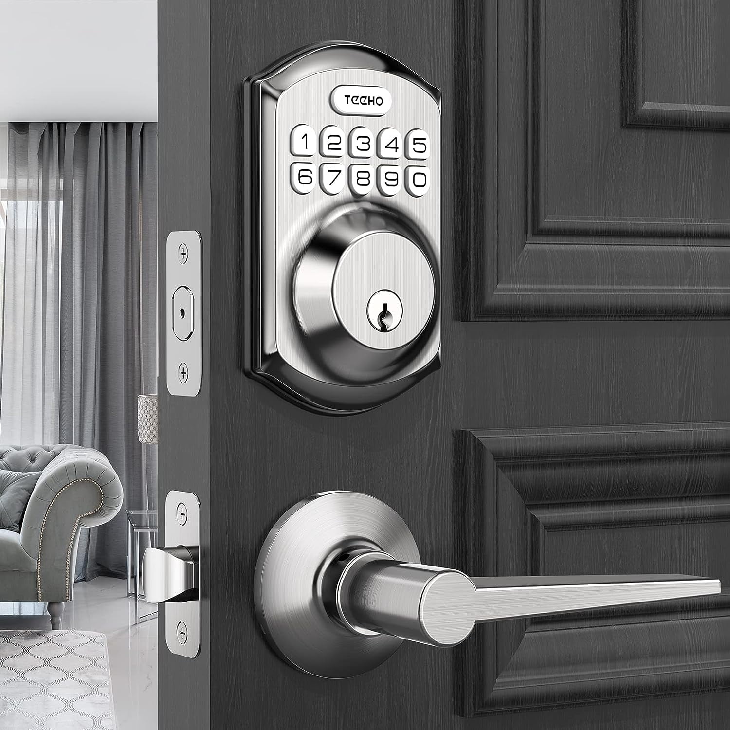 TEEHO Keypad Keyless Entry Smart Electronic Deadbolt Door Lock Set with ...