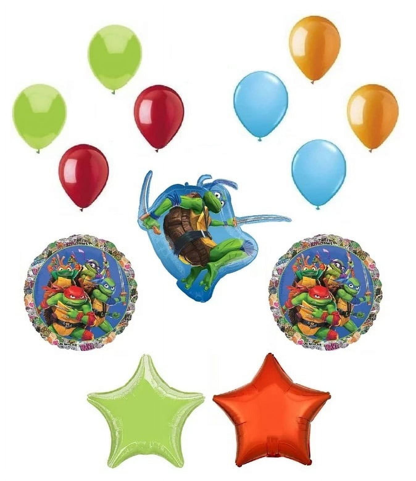 TEENAGE Mutant NINJA TURTLES 13 Piece Birthday Party Mylar & Latex ...