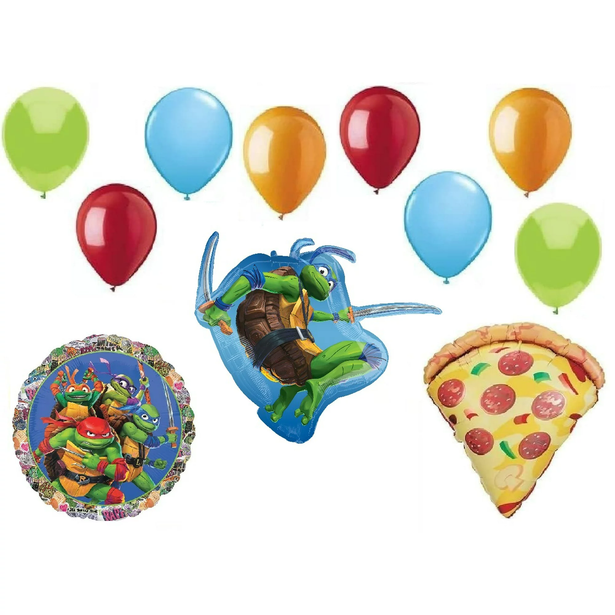 TEENAGE Mutant NINJA TURTLES and PIZZA 11 Piece Party Mylar & Latex ...