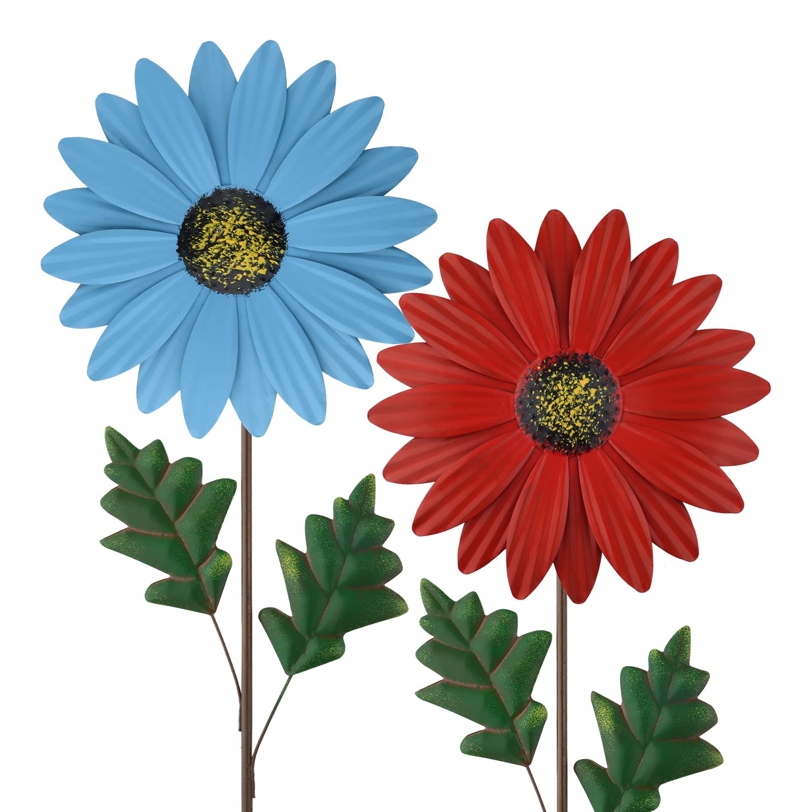 TEENGSE Metal Flower Garden Stakes Decor, Large Metal Flower Stick ...