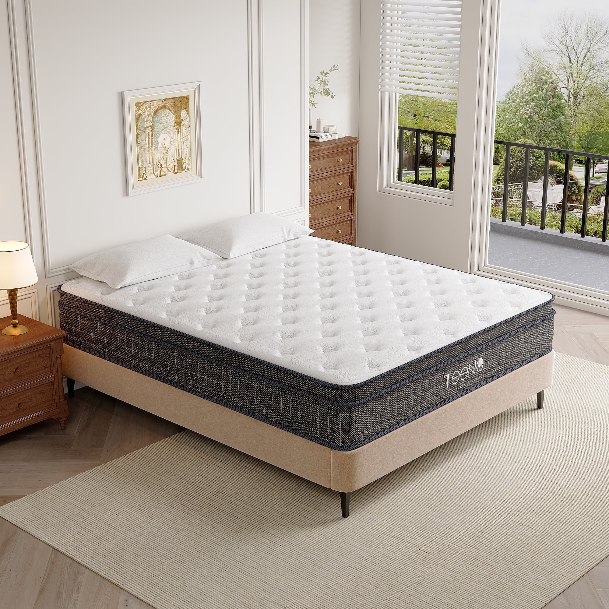 TEENO Queen Mattress, 10 Inch Gel Memory Foam Mattress, Pocket Coils ...