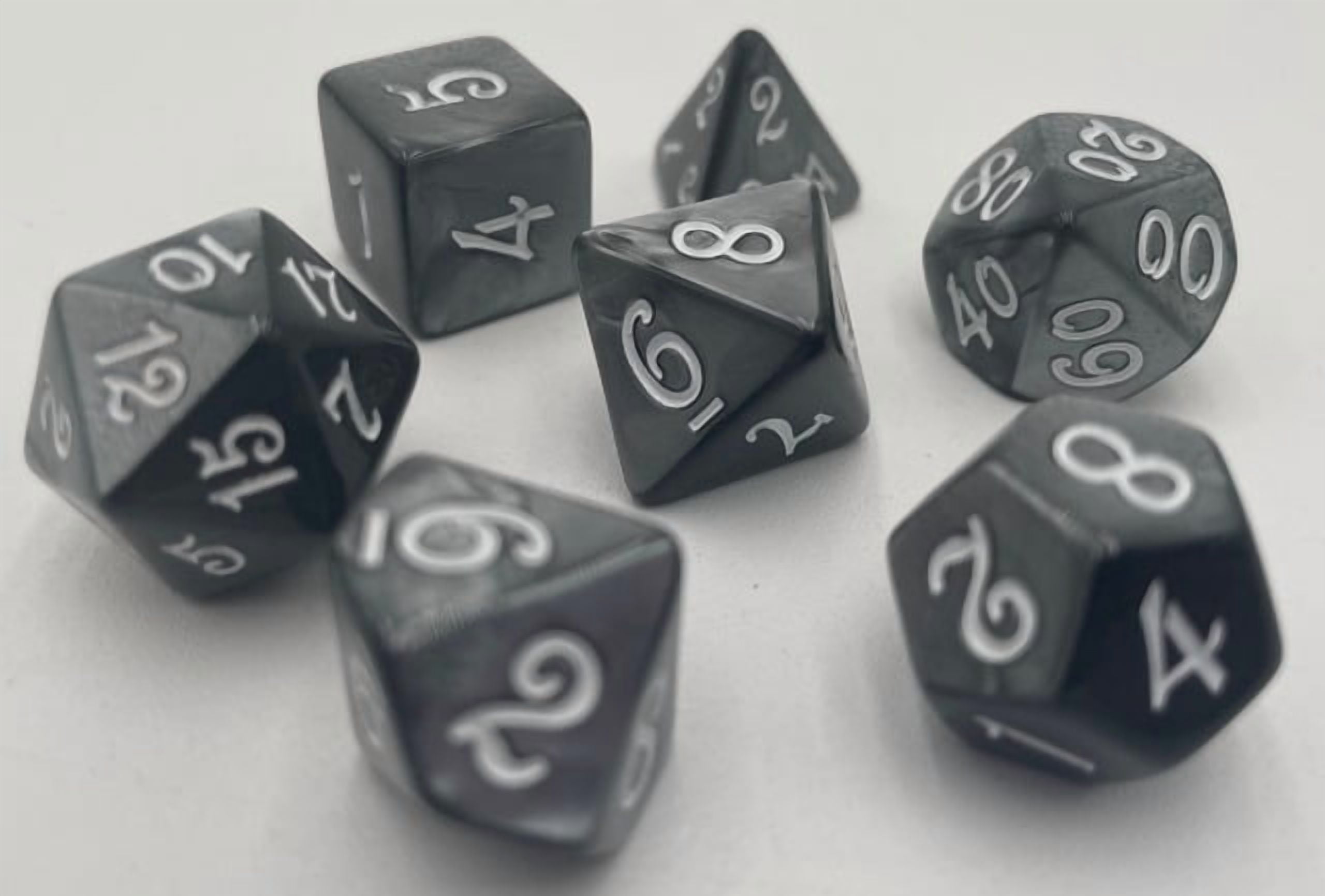 TEG - 7 Black & Gray w/ White Split Polyhedral Dice - Walmart.com