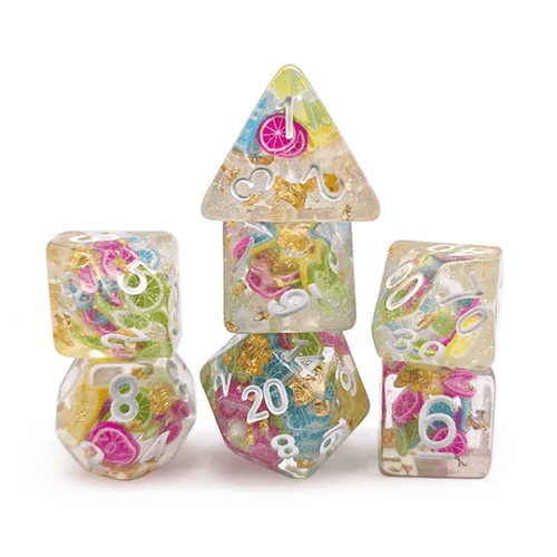 TEG - 7 Clear w/ White Citrus Polyhedral Dice - Walmart.com
