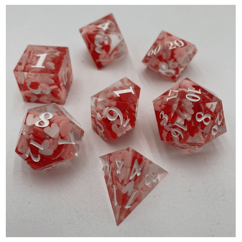 TEG - 7 Clear w/ White Mini-Hearts Polyhedral Dice - Walmart.com