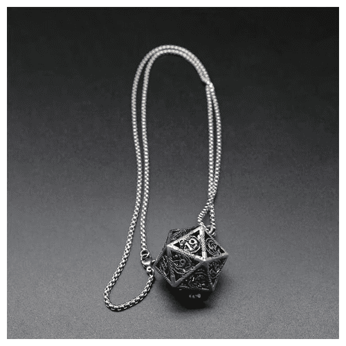 TEG - Pewter & Red Dragon D20 Locket Necklace w/ Mini Metal Polyhedral ...
