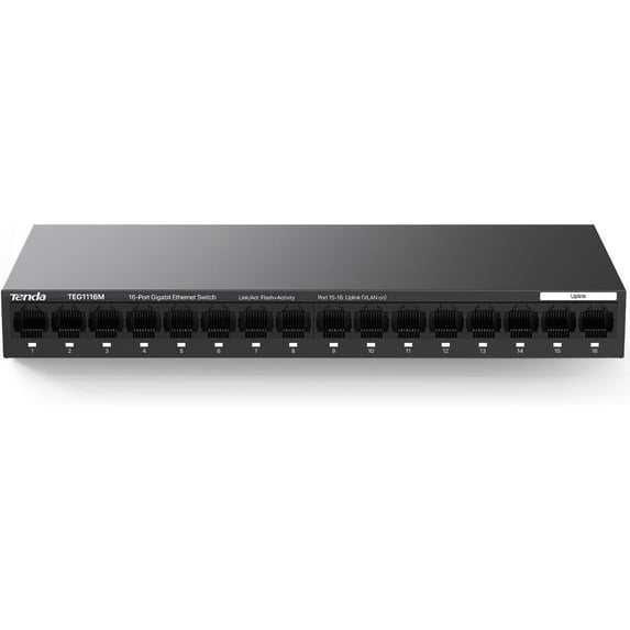 TEG1116M 16 Port Gigabit Switch, Unmanaged Ethernet Switch with Traffic ...