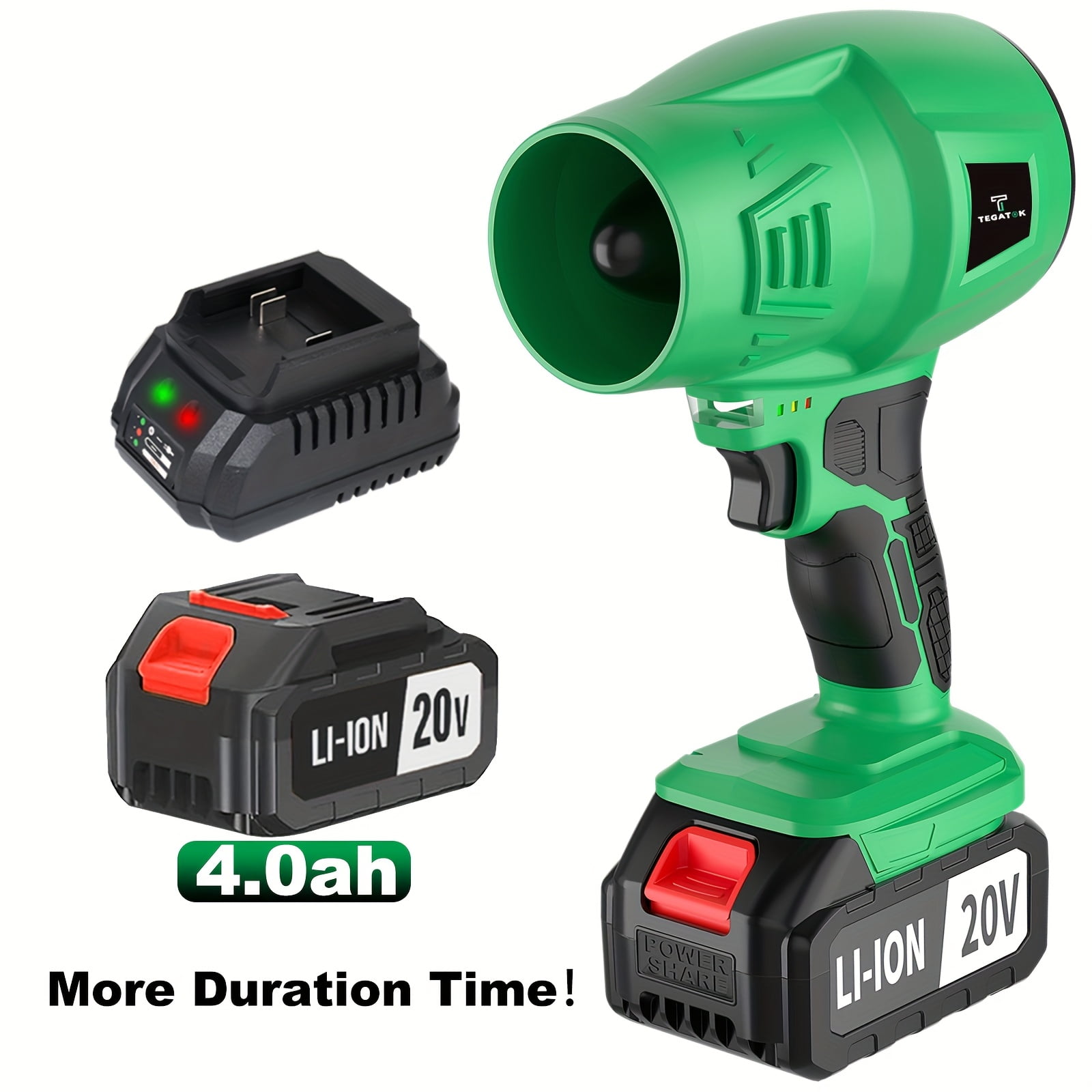 TEGATOK 20V Cordless Turbo Jet Blower - 20000RPM High-Pressure Leaf ...