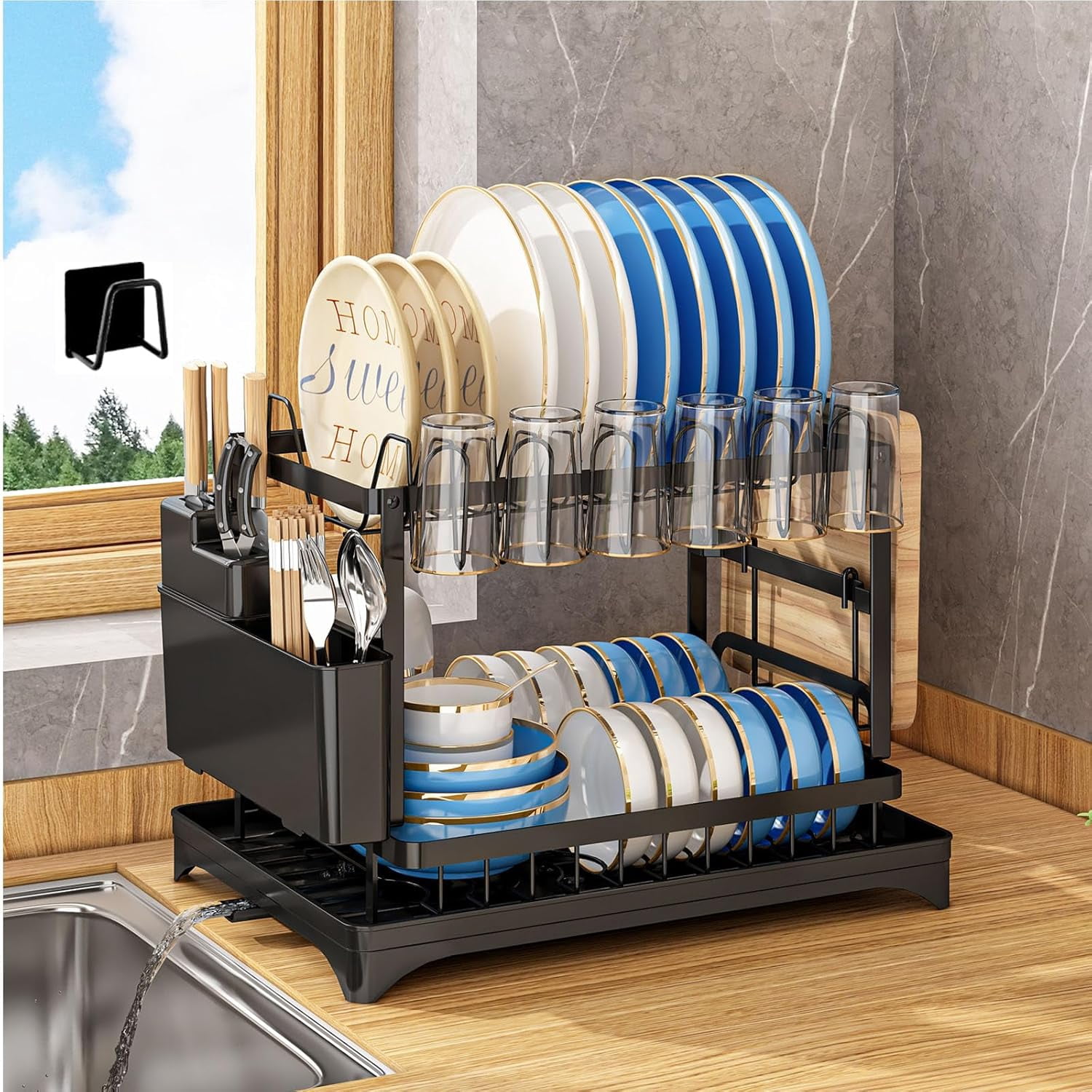 TEGOVE Dish Dish Drainer 2 PlyDish Drainer Over SinkDish Drainer for ...