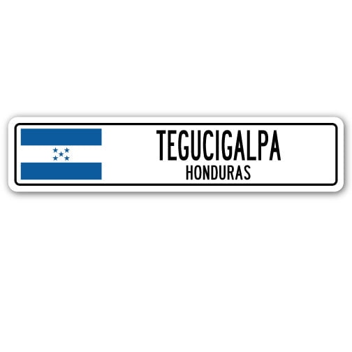 TEGUCIGALPA HONDURAS Street Sign Honduran flag city country road wall ...
