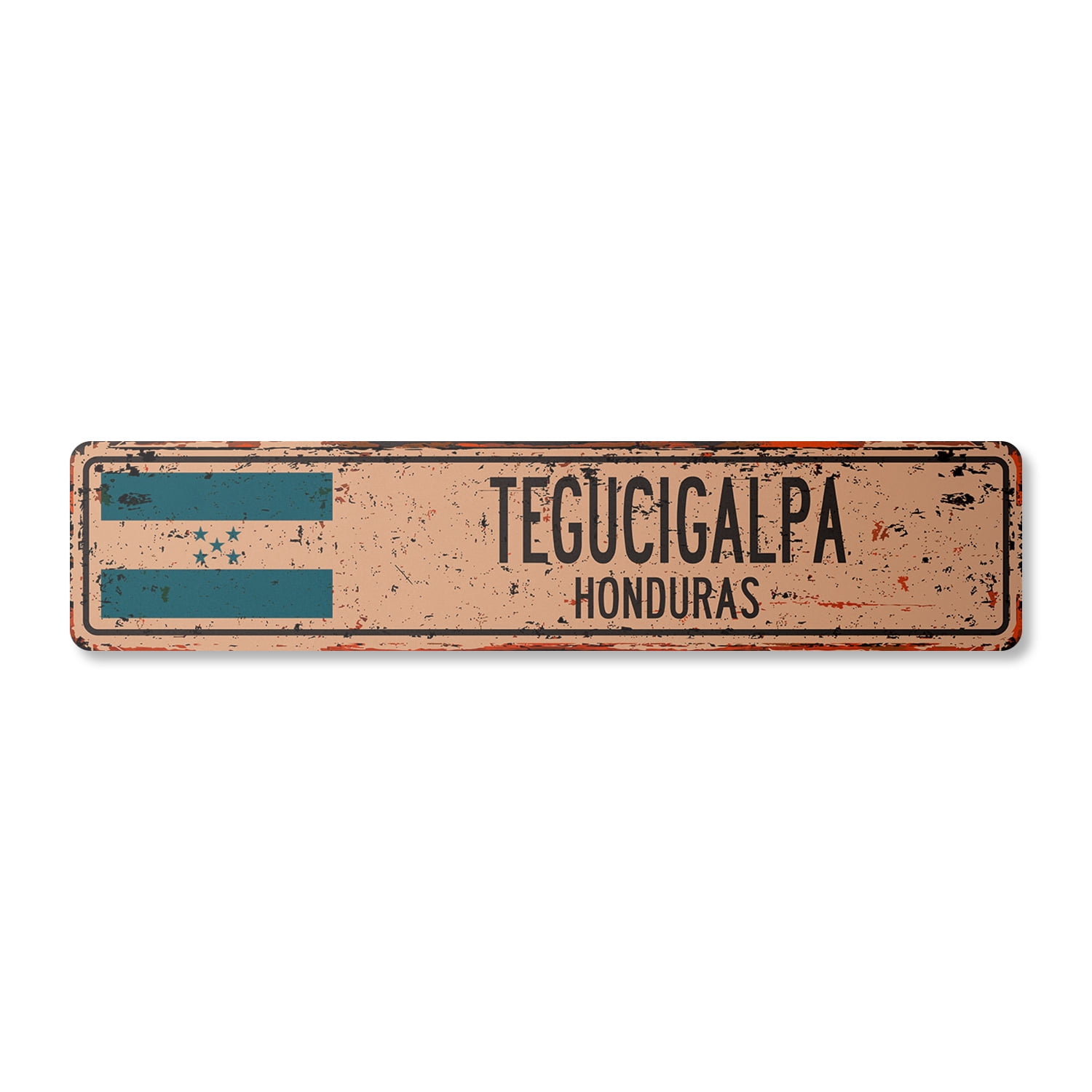 TEGUCIGALPA HONDURAS Vintage Aluminum Street Sign Honduran flag city ...