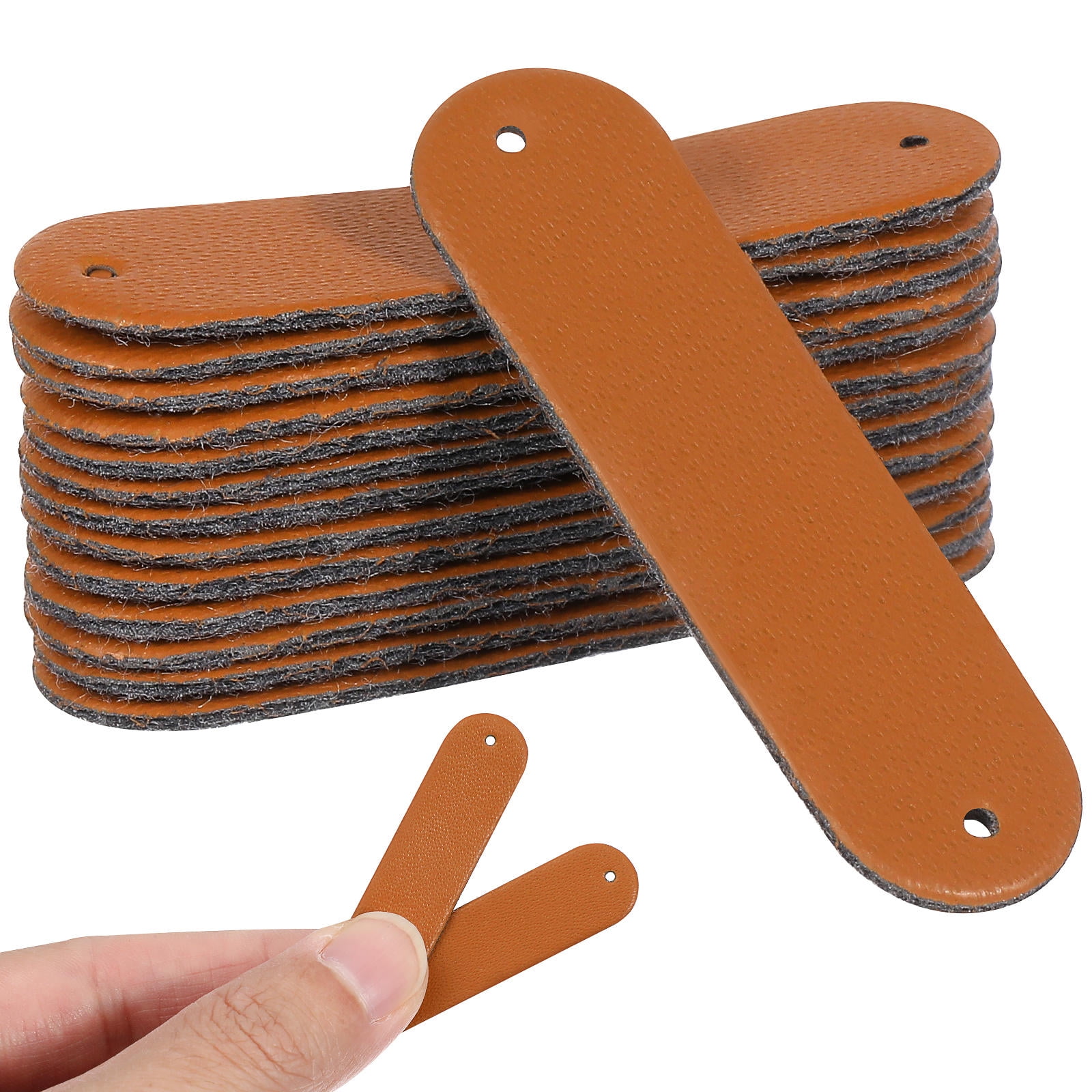 TEHAUX Handmade Leather Tags For Hats Brown 100Set 1.8X0.5X0.1In ...