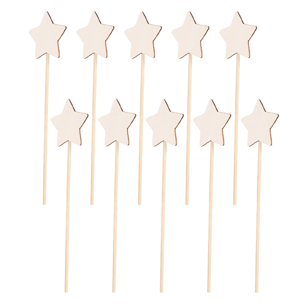 TEHAUX 10pcs DIY Wooden Princess Wand Craft Kit Create Your Own Star ...