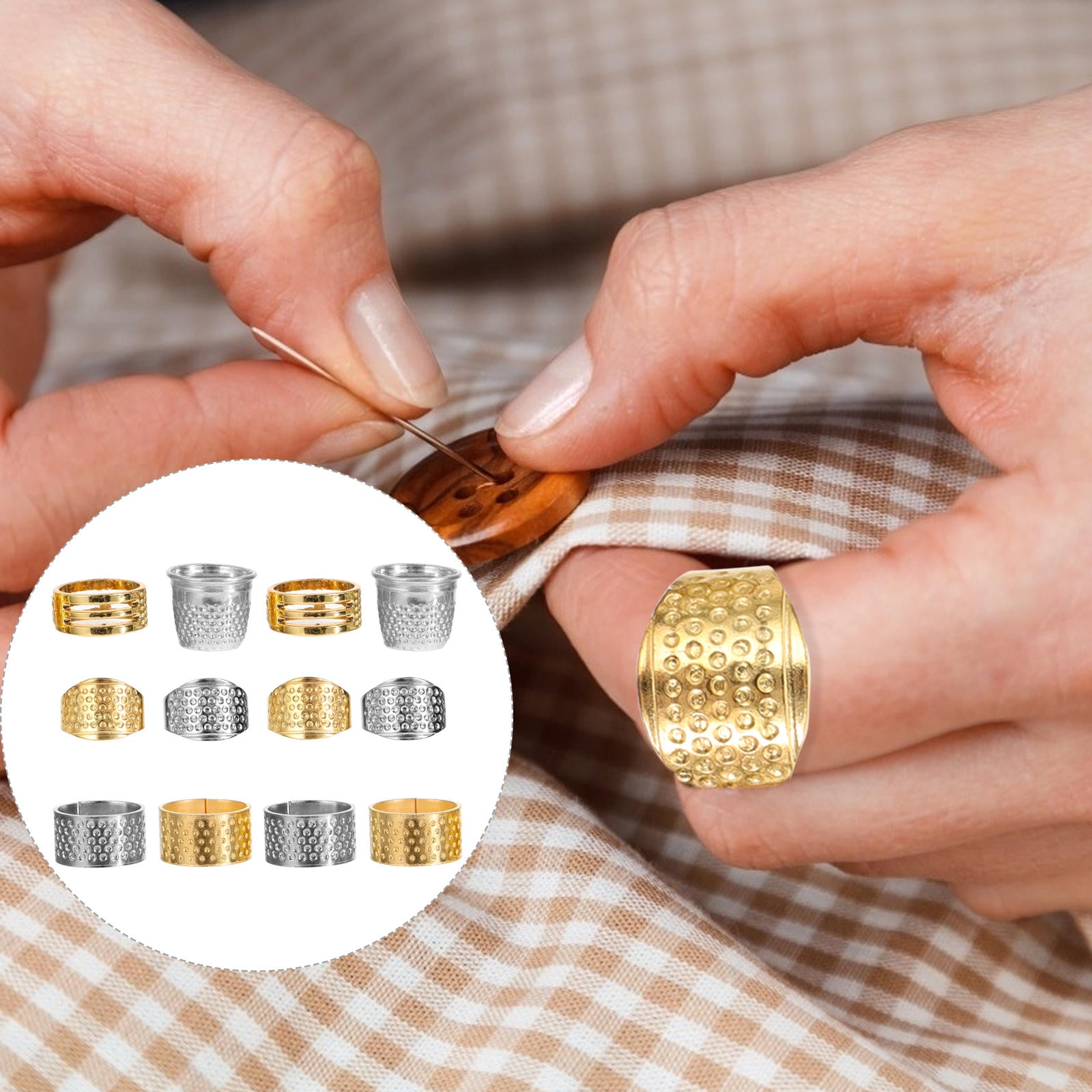 TEHAUX 12Pcs Embroidery Accessories and Supplies Metal Thimbles for ...