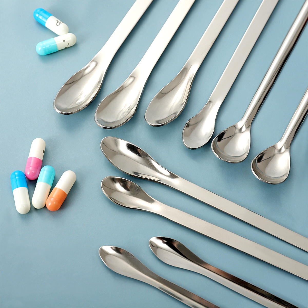 TEHAUX 12Pcs Laboratory Spoon Spatula with Flat Handle for Easy ...