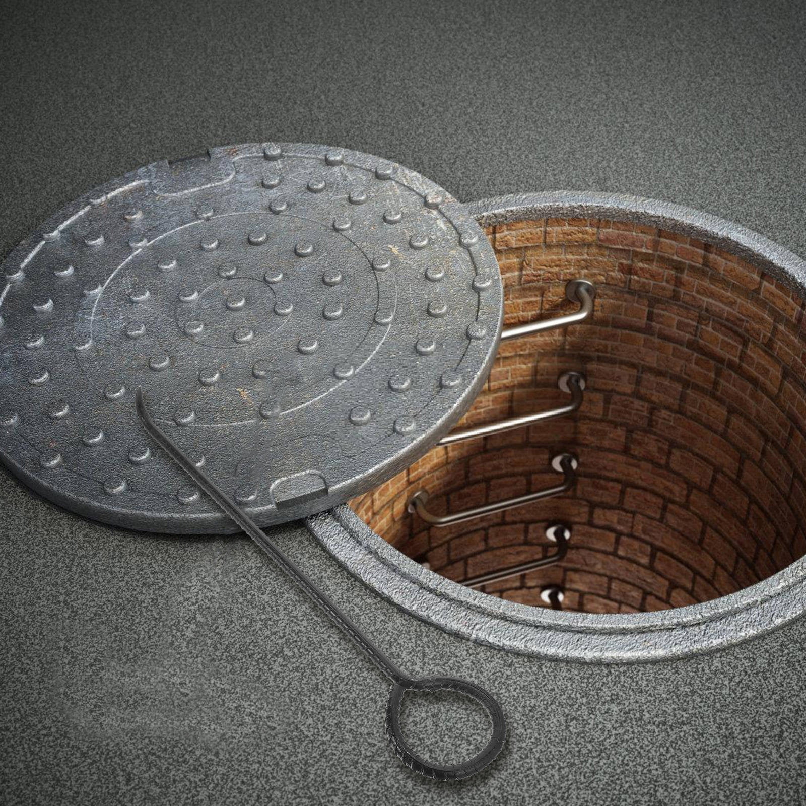 TEHAUX 1Pack Manhole Cover Lifting Tool for Emergency Rescue Black 15 ...