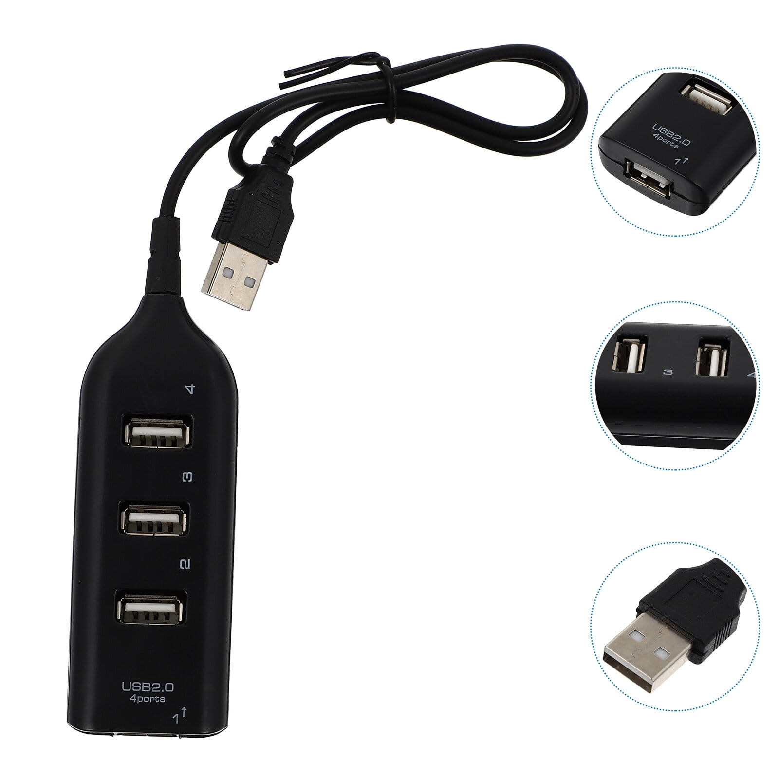 TEHAUX Small USB Hub Black 1Pack For Computer Accessories 4 Port Data ...