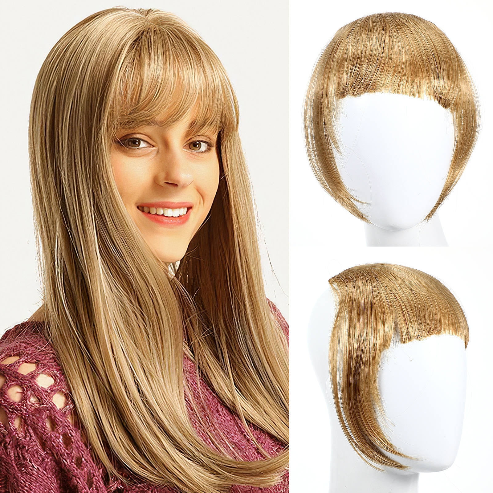 TEHAUX Clip In Fake Bangs Front Hair Piece Lightweight Comfort Women ...