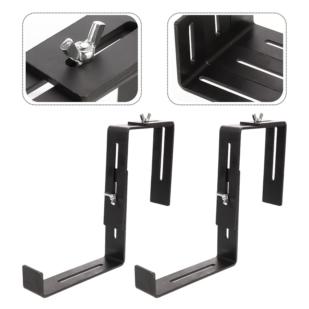 TEHAUX 2 Sets Flower Pot Bracket in Black Plastic for Balcony and Deck ...