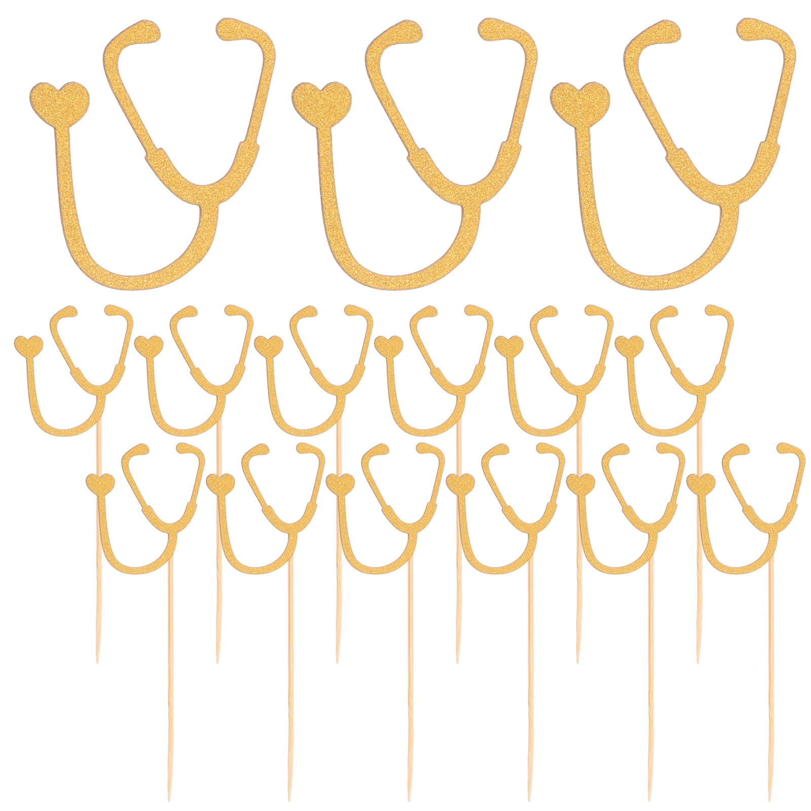 TEHAUX 24 Pcs Stethoscope Shape Cupcake Toppers Decoration Doctor ...