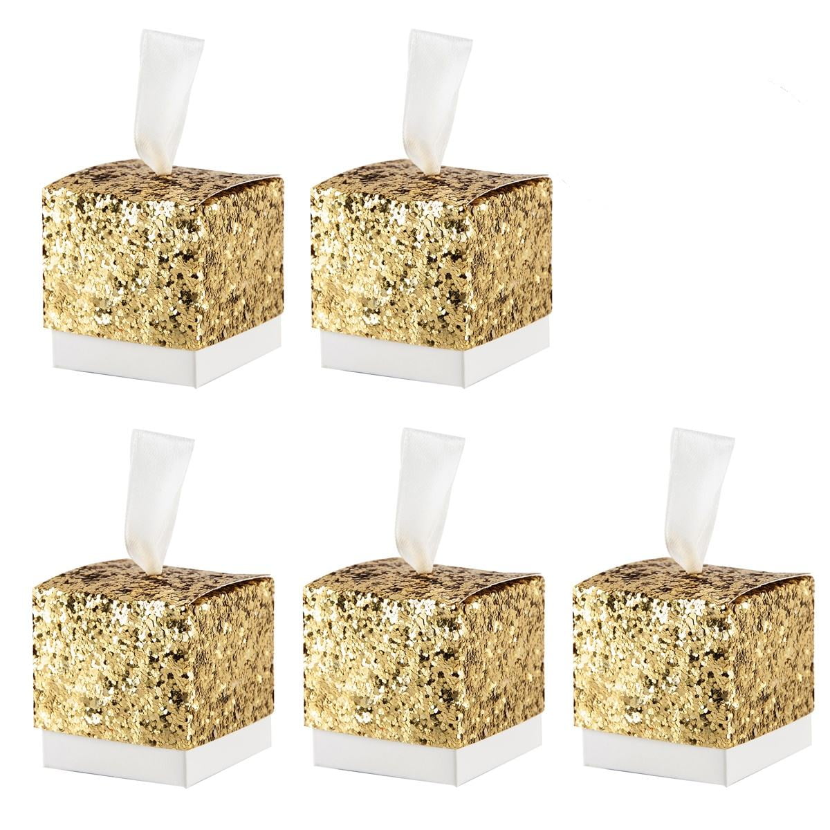 TEHAUX 25Pcs Party Favor Box Candy Box for Baby Shower Gold Square ...