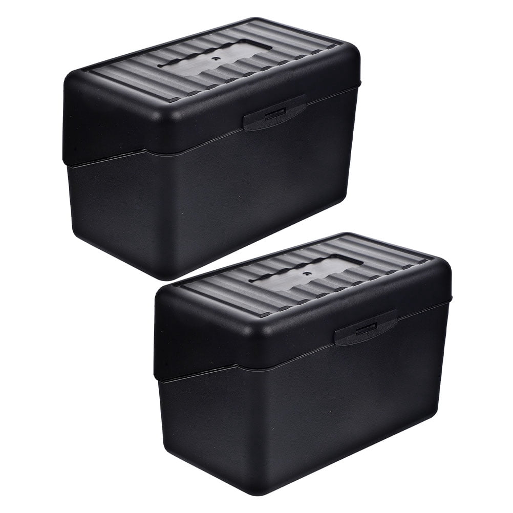 TEHAUX 2Pcs Black Plastic Business Card Box for Office Supplies Cards ...