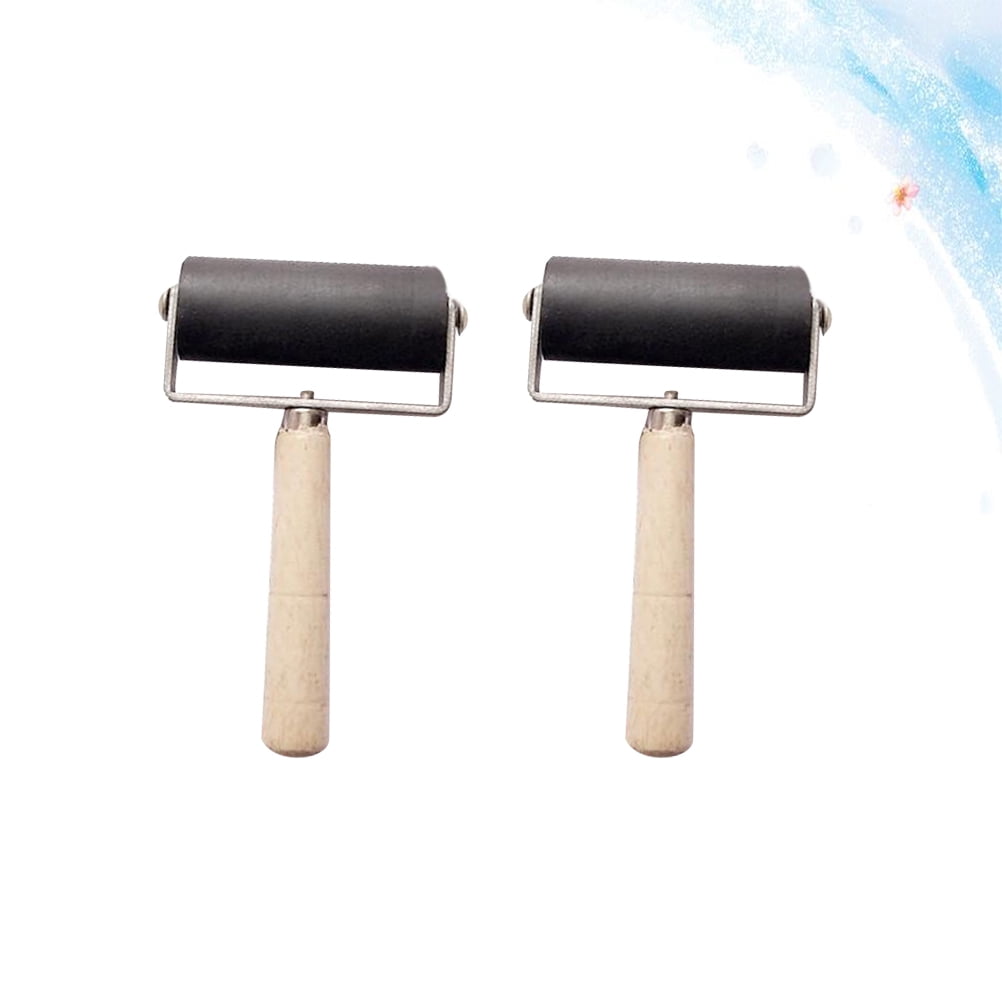 TEHAUX 2Pcs Wood and Iron Rubber Roller for Printmaking and Crafting ...