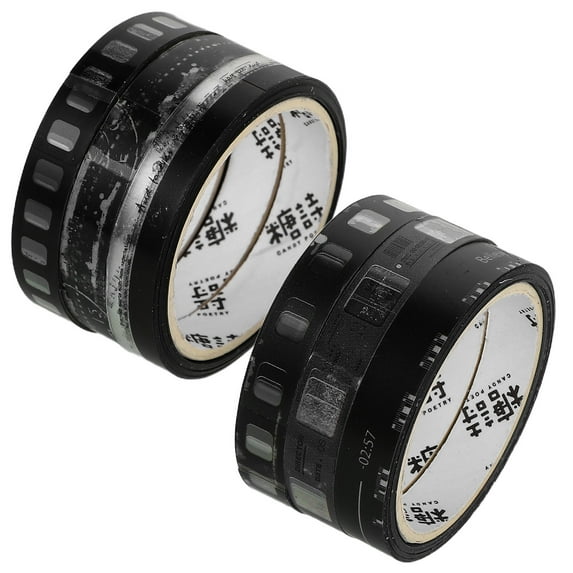 TEHAUX 3 Rolls Tape Sticker Set Retro Design Film Reel Tape Black PET ...