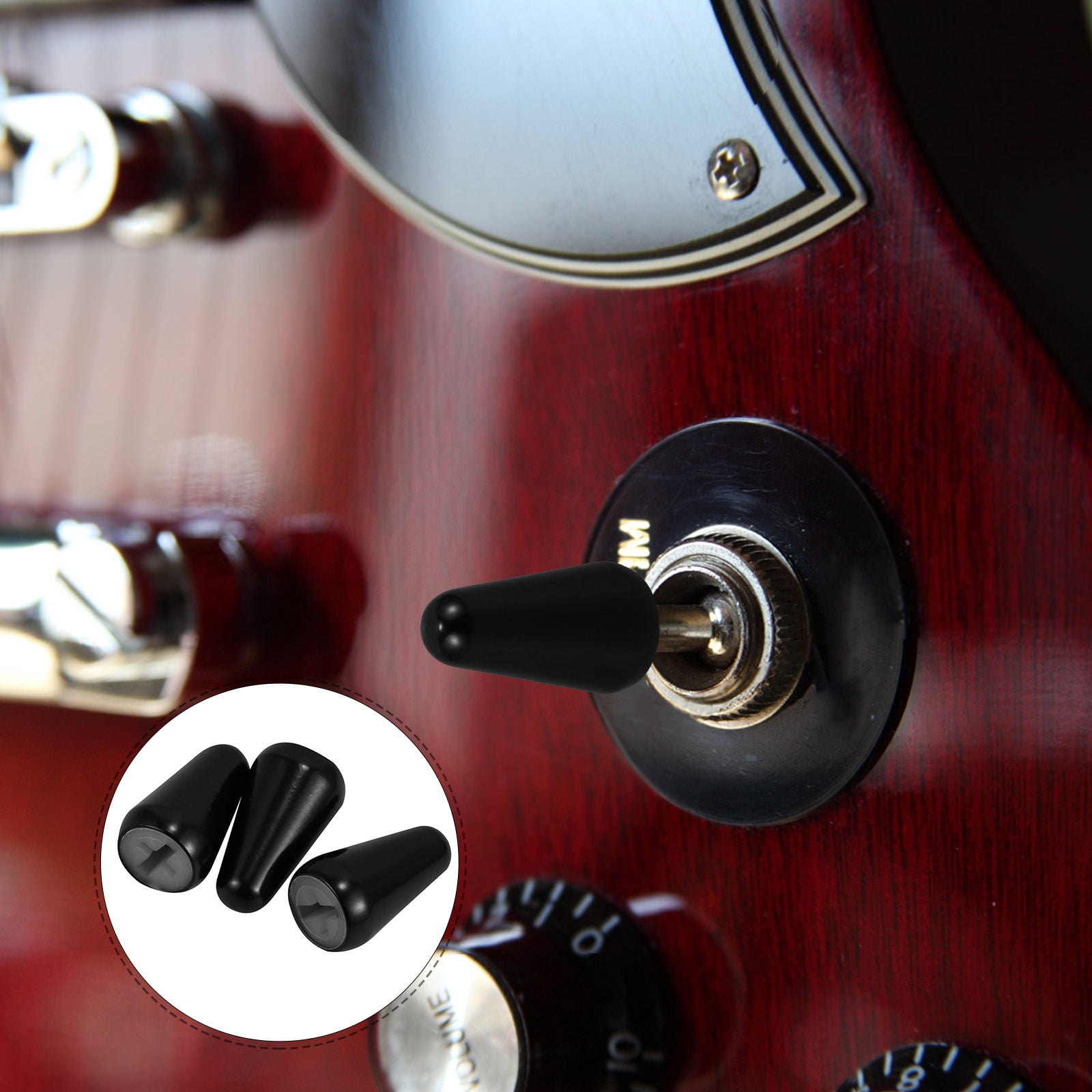 TEHAUX 3-Piece Guitar Switch Tip Replacement Knobs for Electric Guitar ...
