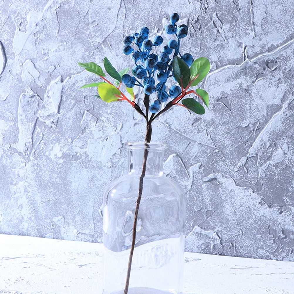 TEHAUX 3 Pcs Artificial Blueberry Stems Decorative Christmas Vase ...