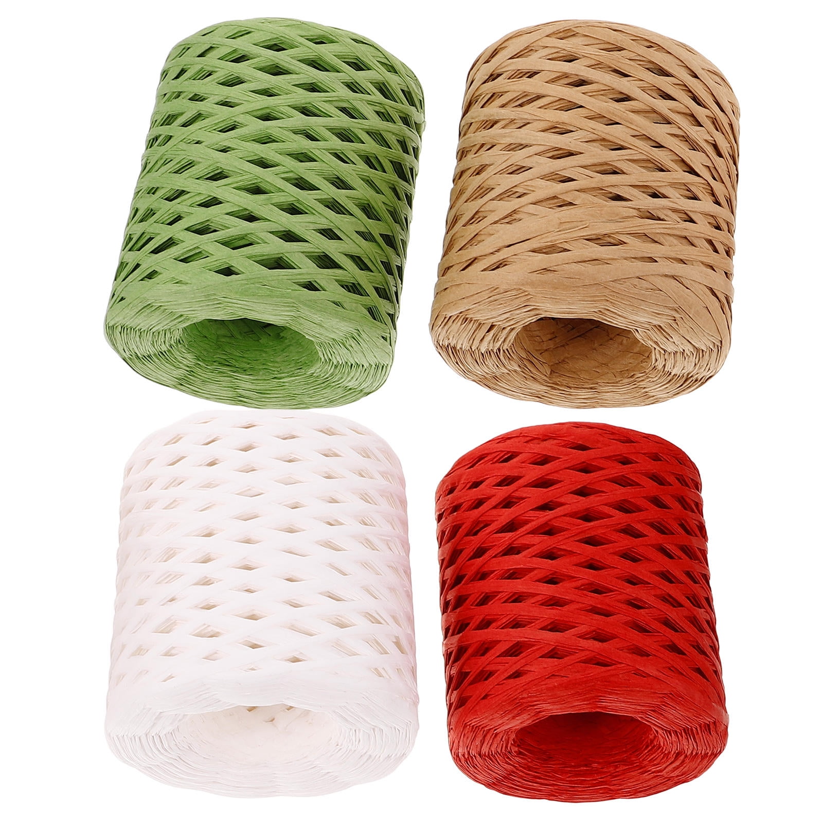 TEHAUX 4 Rolls Raffia Craft Paper Ribbon Assorted Colors for Floral ...