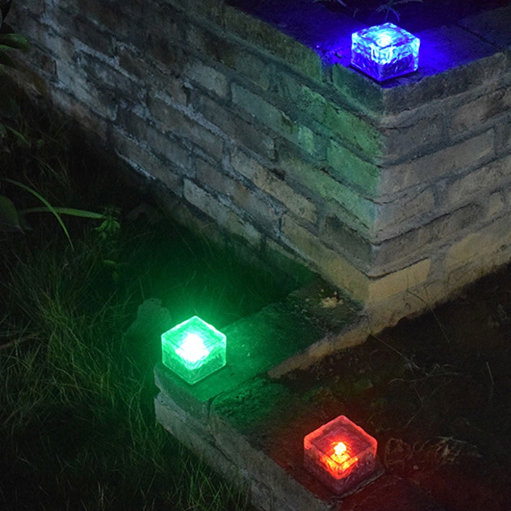 TEHAUX 4Pcs Path Lighting Outdoor Solar Glass Brick .0x7.0x5.0in For ...