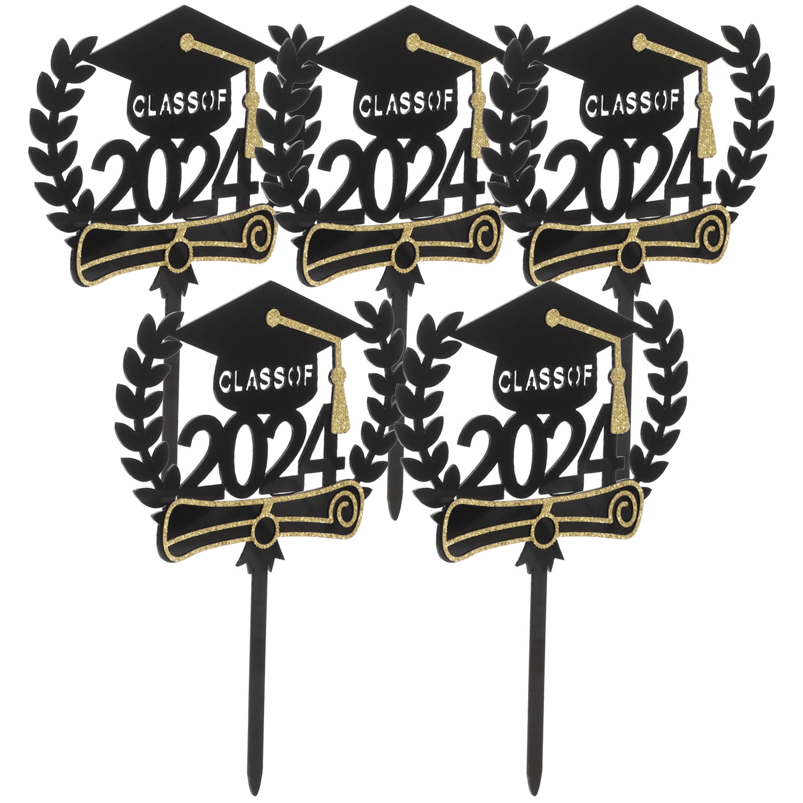 TEHAUX 5 Pcs Graduation Cake Decors Cupcake Topper Congrats Toppers ...