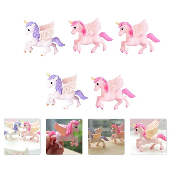 TEHAUX 5Set Unicorn Ornaments Assorted Color Plastic Miniature Unicorn ...