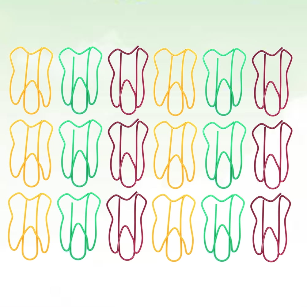TEHAUX 50 Pcs Cute Tooth Paper Clip Cartoon Paper Clips 4.00X2.40X0 ...