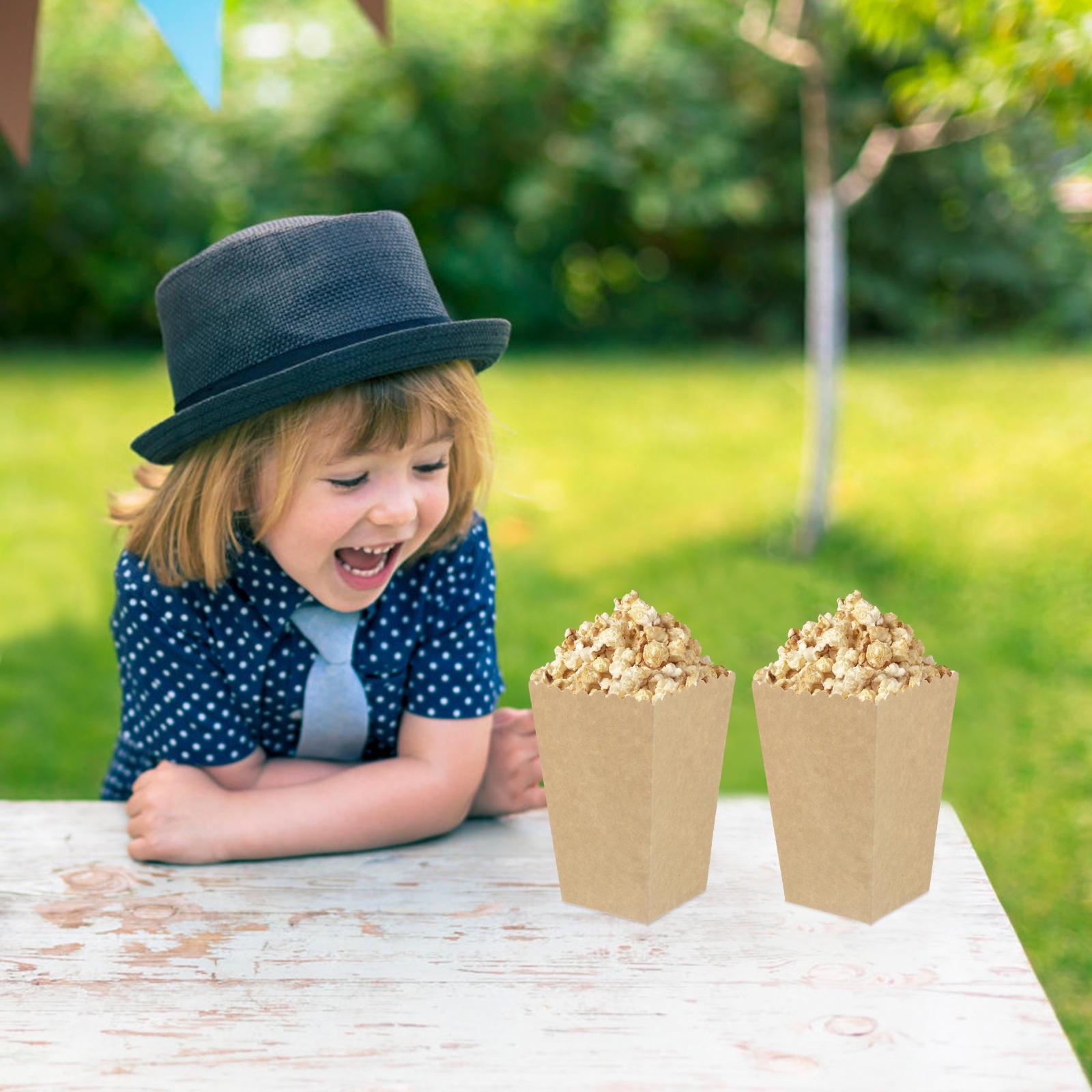 TEHAUX 50Set Khaki Square Popcorn Box Cardboard Paper for Wedding Baby ...