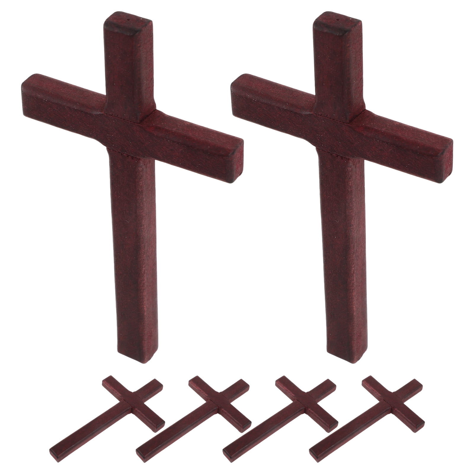 TEHAUX 6Pcs Pocket Crosses Brown Wooden Religious Symbol Believers ...