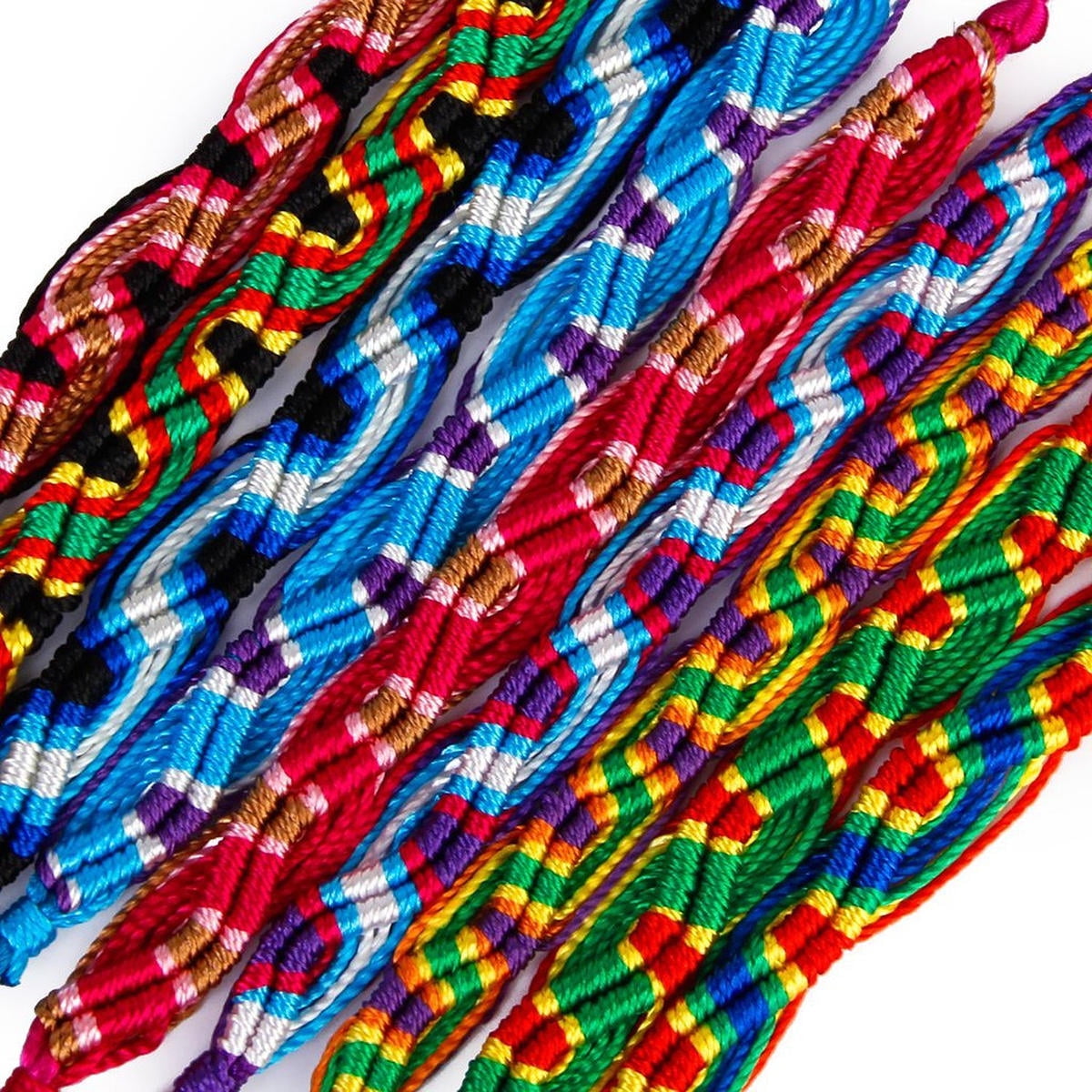 TEHAUX 9Pcs Assorted Color Thread Wrist Bracelet Set Braided and ...